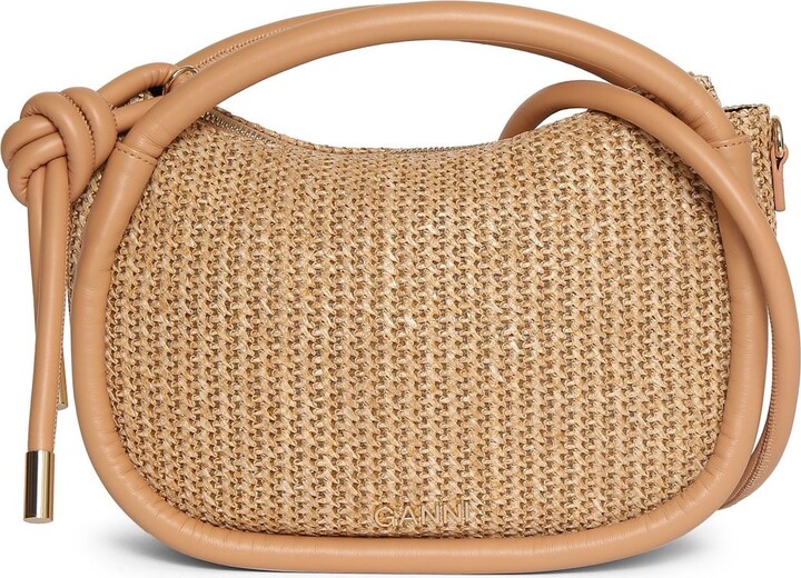 Ganni Mini Knot raffia top handle bag - ShopStyle