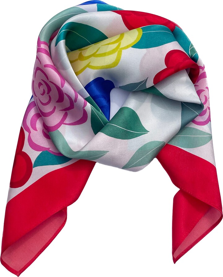 Lottie Wood Women's White / Red Red & White Rose Garden Floral Silk ...