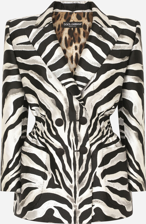 Dolce & Gabbana Double-breasted zebra-design lamé jacquard jacket ...