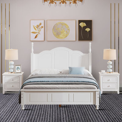 Dakota Fields Classic Wood Bed Frame with 2-Drawer Nightstand Set, Full Size - ShopStyle