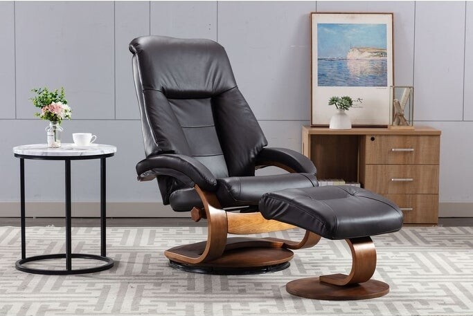 Relax-Râ"¢ Relax-R Montreal Recliner and Ottoman Top Grain Leather ...
