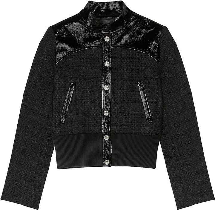 Maje Tweed And Vinyl Jacket - ShopStyle