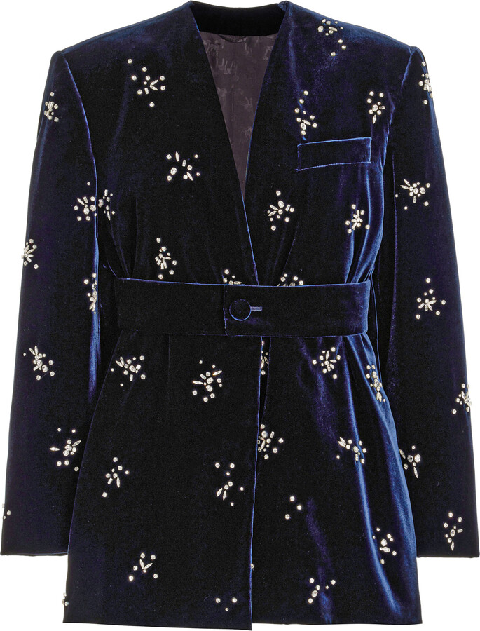 Del Core Exclusive Crystal-Embellished Velvet Jacket - ShopStyle Blazers