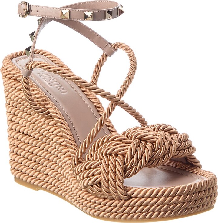 Valentino Torchon Rockstud 115 Rope Wedge Sandal - ShopStyle