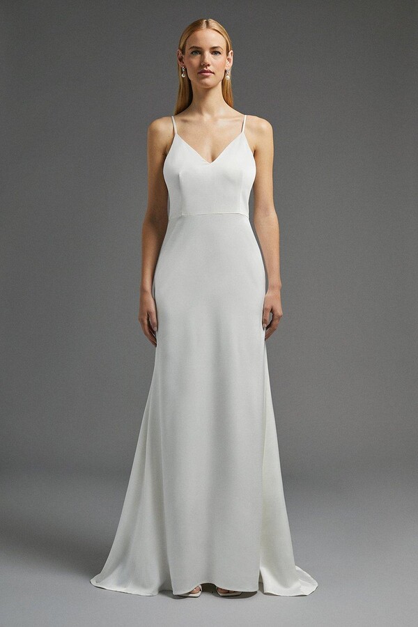 V Back Satin Maxi Dress With Train - ShopStyle