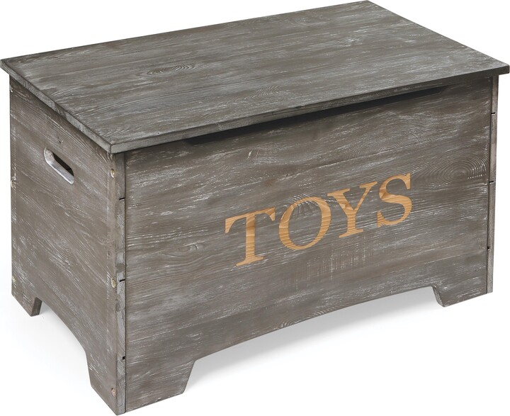 Global Pronex Kid's Solid Wood Rustic Toy Box 3.3 Cu ft. Capacity ...