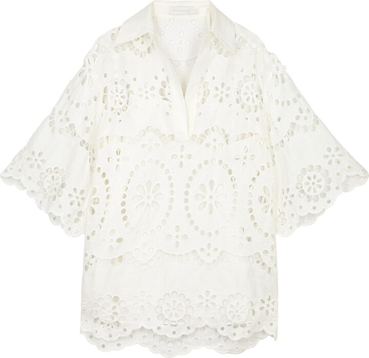 Zimmermann Lexi Embroidered Cut-out Linen Tunic - ShopStyle Tops