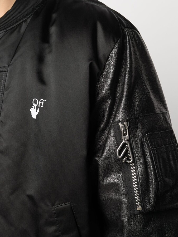 Off-White Hand Off logo bomber jacket - ShopStyle