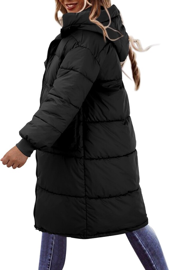 Daikascbny Women's Long Puffer Coat Lined Warm Winter Puffer Jackets ...