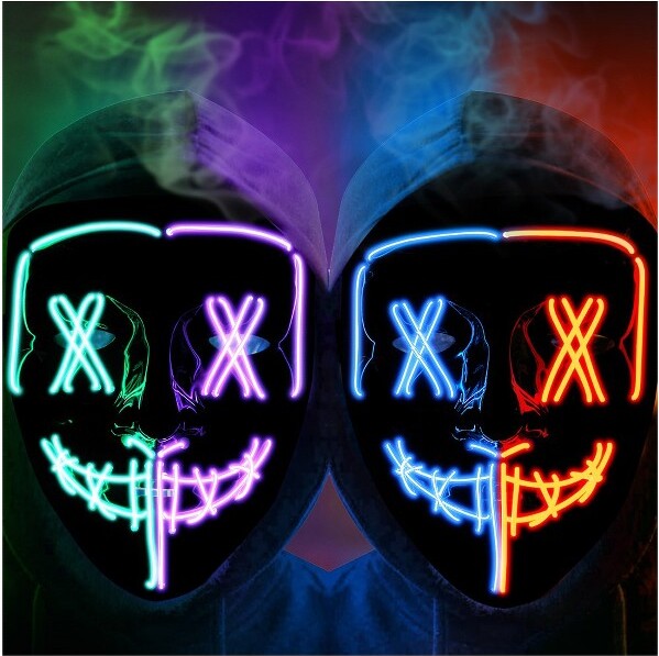 Garvee [2PACK]Led Crossover Mask-Half Face Alignment Mask for Cosplay ...