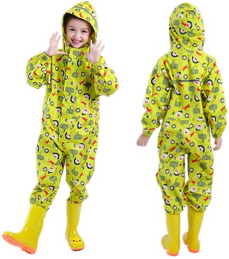 TURMIN Girls Boys Puddle Suit Baby Hooded Rainsuit Rainwear Waterproof Suit Raincoat All in One ...