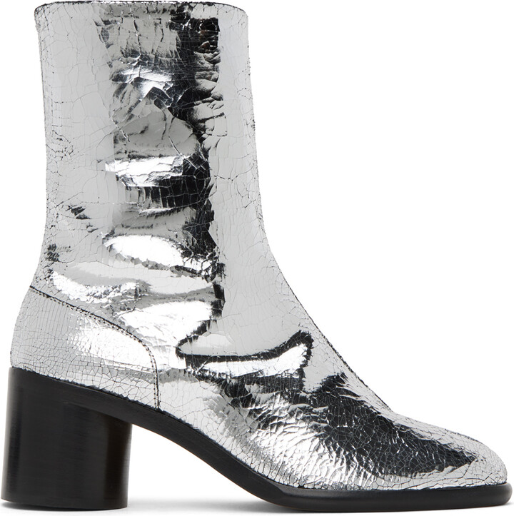 Maison Margiela Silver Broken Mirror Tabi Boots - ShopStyle