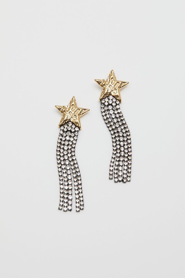 Mood Two Tone Crystal Molten Star Shower Drop Earrings - ShopStyle