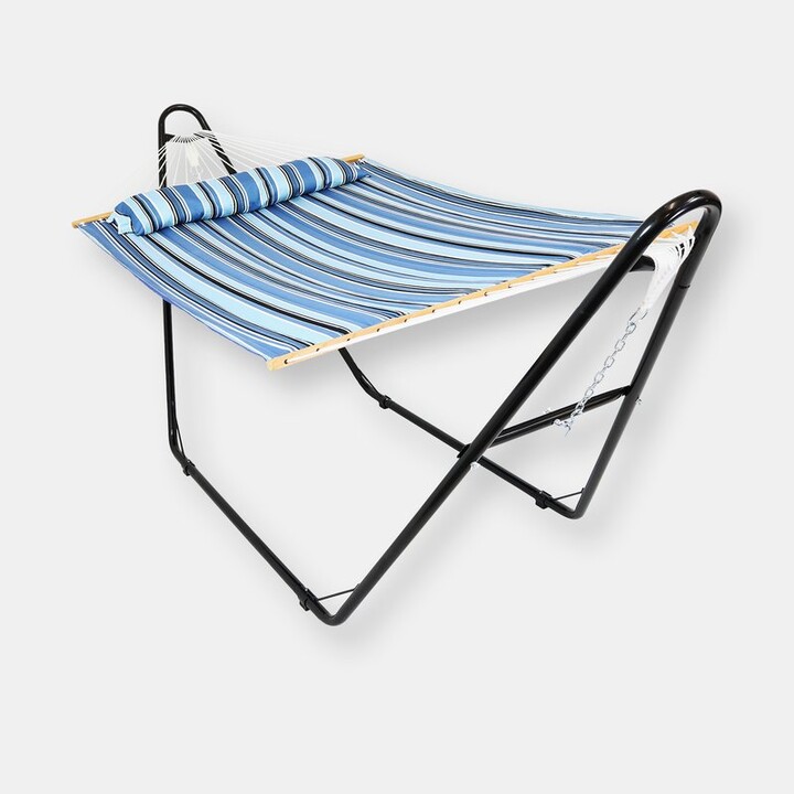 Sunnydaze Decor Double Quilted Hammock with Universal Steel Stand Misty ...
