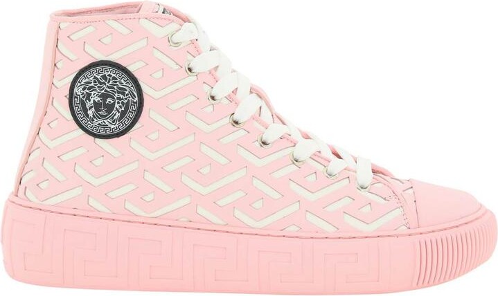Versace greca laser cut leather hi-top sneakers - ShopStyle