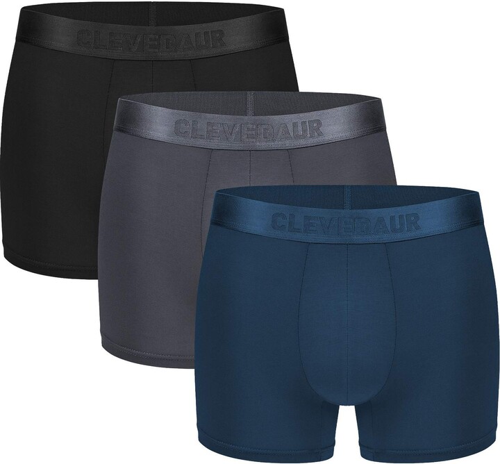 CLEVEDAUR Men's Underwear 3 Pack Lenzing Micromodal Trunks Underwear ...