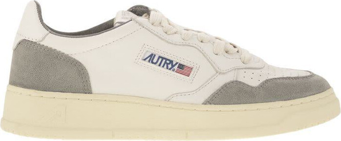 AUTRY Medalist Low - White Leather And Suede Sneakers In Powder - ShopStyle