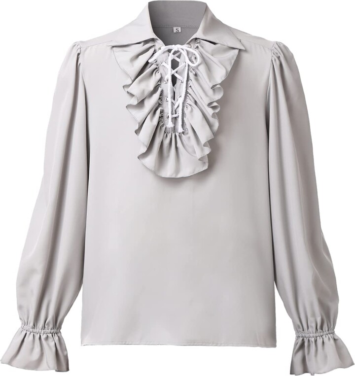 GRACEART Mens Pirate Shirt Ruffle Colonial Shirt Renaissance Poet ...