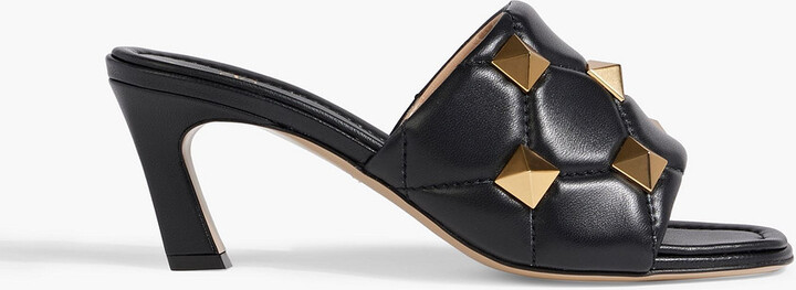 Valentino Garavani Roman Stud quilted leather mules - ShopStyle