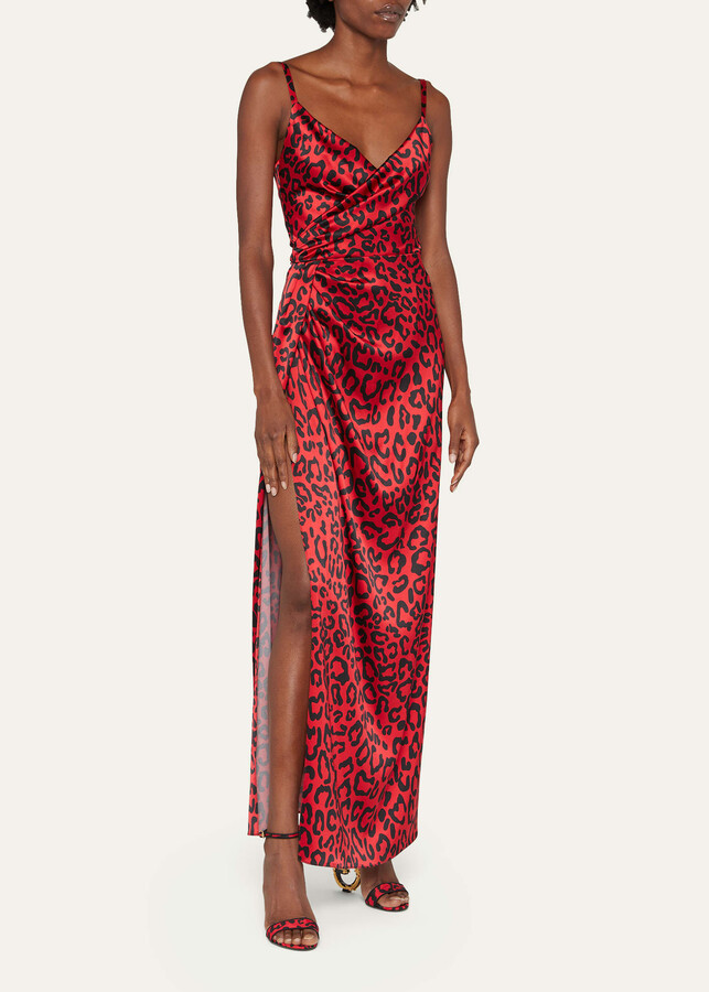 Dolce & Gabbana Leopard-Print Draped Thigh-Slit Silk Gown - ShopStyle ...