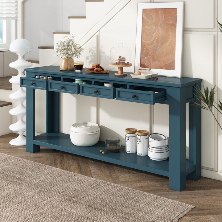 KTATK Solid Wood Console Sofa Table with 4 Drawers and Tabletop - ShopStyle