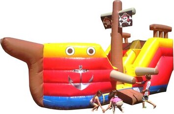 JumpOrange 15 FT Pirate Ship Inflatable Playset Water Slide Bounce ...