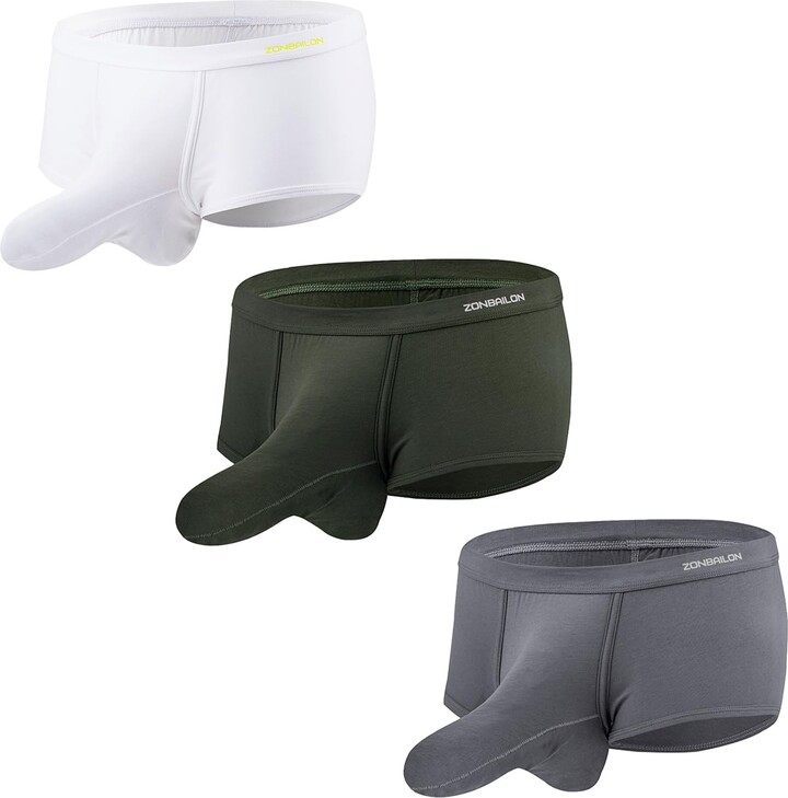 JINSHI Ball Pouch Underwear for Men Bulge Enhancing Dual Pouch Low Rise ...