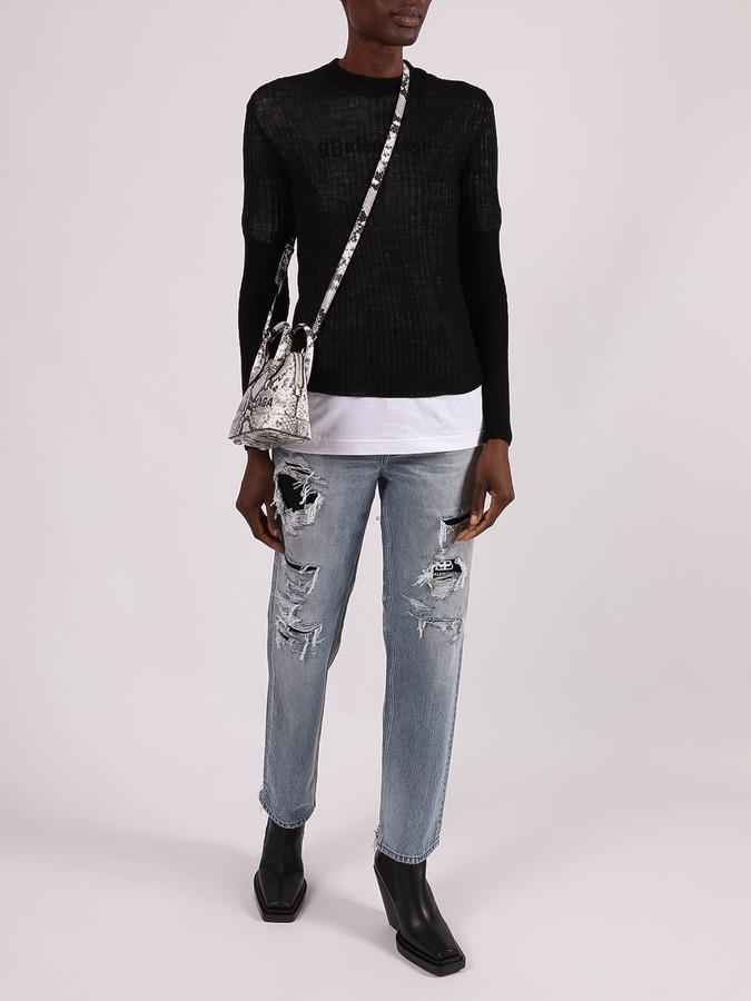 Balenciaga Ripped Denim Pants - ShopStyle Distressed Jeans