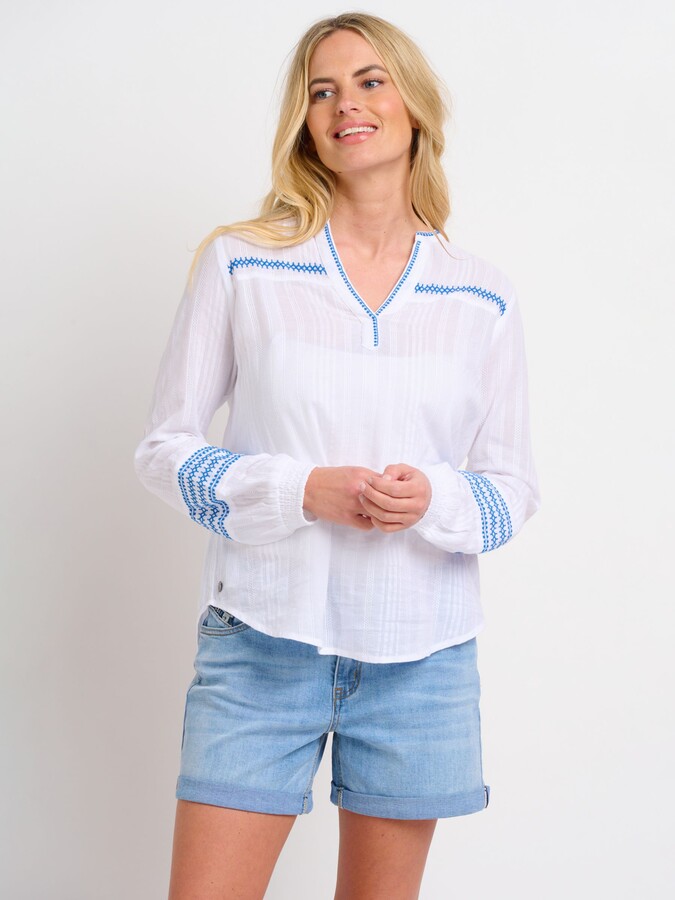 Brakeburn Nattie Embroidered Blouse - ShopStyle Tops