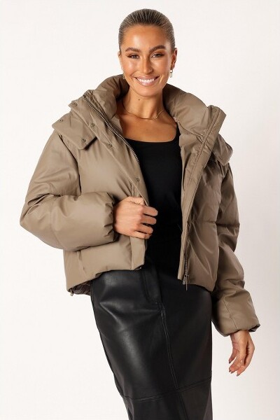 Petal and Pup Womens Tania Puffer Jacket - Mocha S - ShopStyle