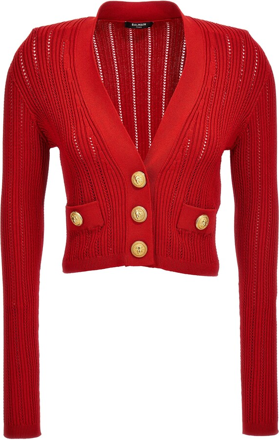 Balmain Logo Buttons Cardigan - ShopStyle