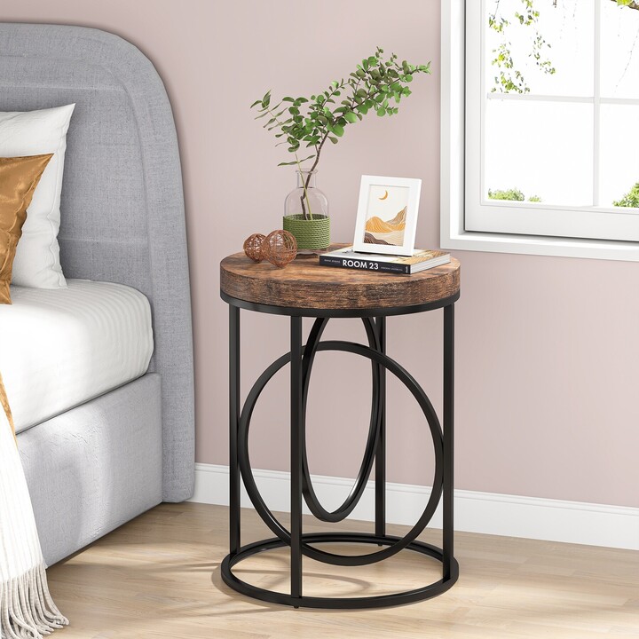Farfarview Modern Round End Table with Faux Marble White Top, 20-in ...
