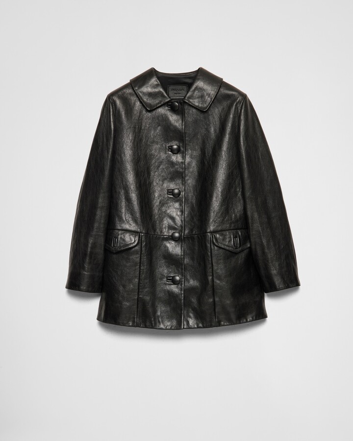 Prada Leather caban jacket - ShopStyle