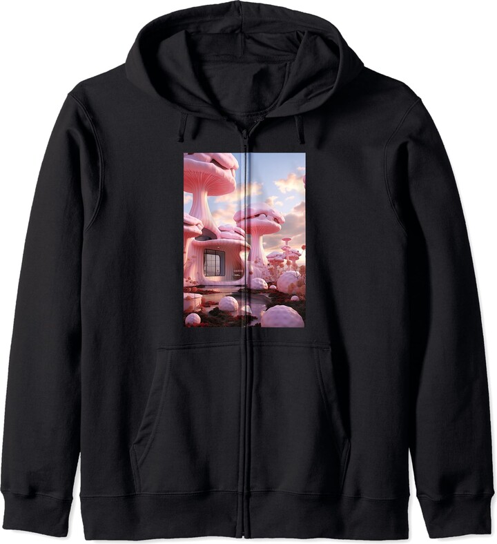 Surreal Dreamcore Visions & Designs Mushroom Pink Dreamcore Glitch Zip ...
