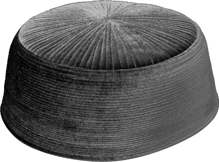 TheKufi Dark Gray Rigid Velvet Kufi Hat Turkish Chechen Style Takke ...