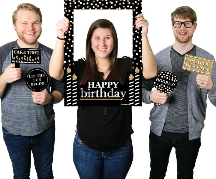 Big Dot Of Happiness Adult Happy Birthday - Gold - Party Selfie Photo ...