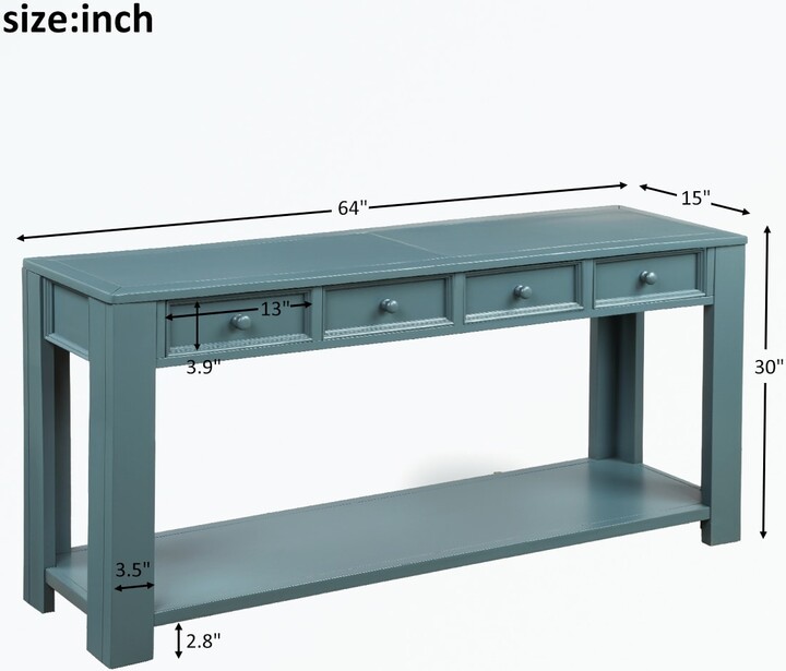 Console Table with Storage Drawers and Bottom Shelf - ShopStyle