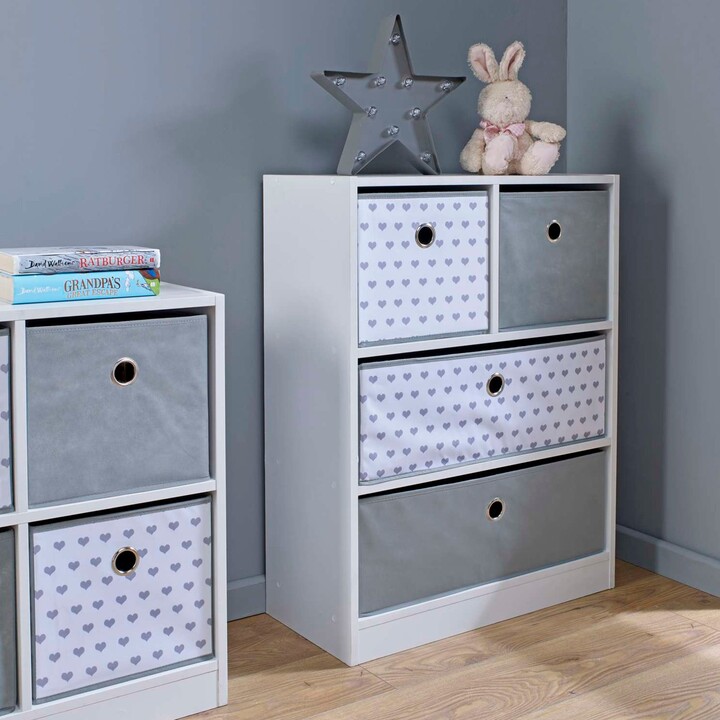 Dunelm Large 4 Cube Shelving Unit, Grey Hearts Grey - ShopStyle