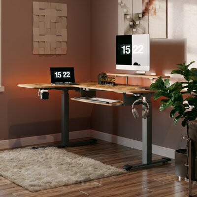 Inbox Zero Jenay Height Adjustable L Shaped Standing Desk - ShopStyle