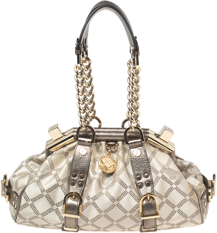 Versace Olive Green/Cream Signature Fabric and Leather Madonna Frame ...