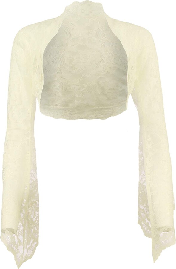 Grace and Flair Lace Long Bell Sleeve Bolero Shrug Sizes 8-30 (30 ...