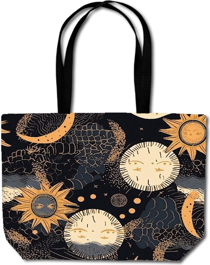 Warren Reed - Designer Gold Sun and Moon Beach Shopper Tote Bag - ShopStyle