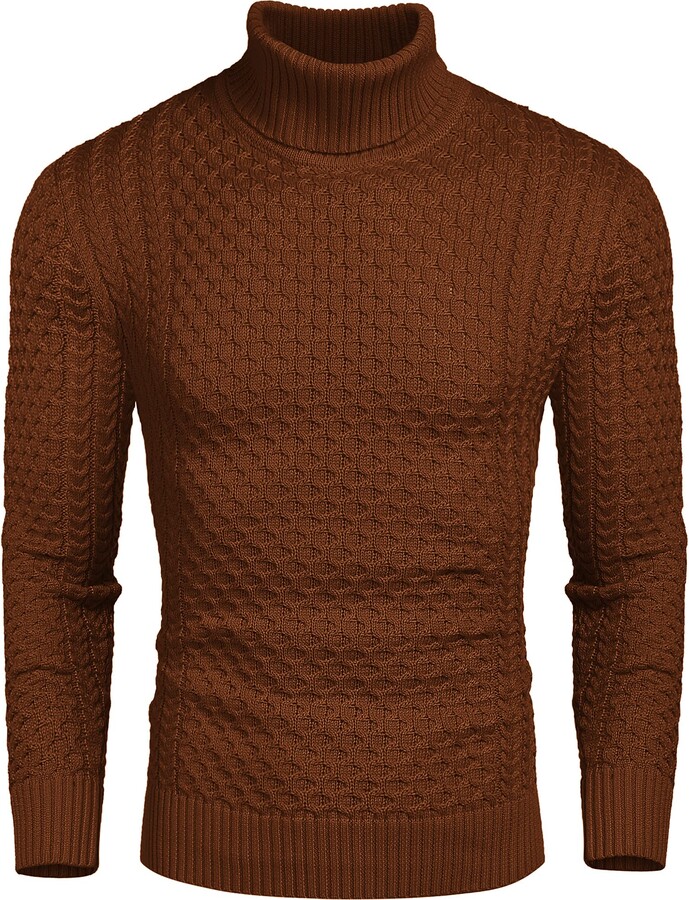 COOFANDY Turtleneck Jumpers for Men Winter Sweater Slim Fit Jumper ...