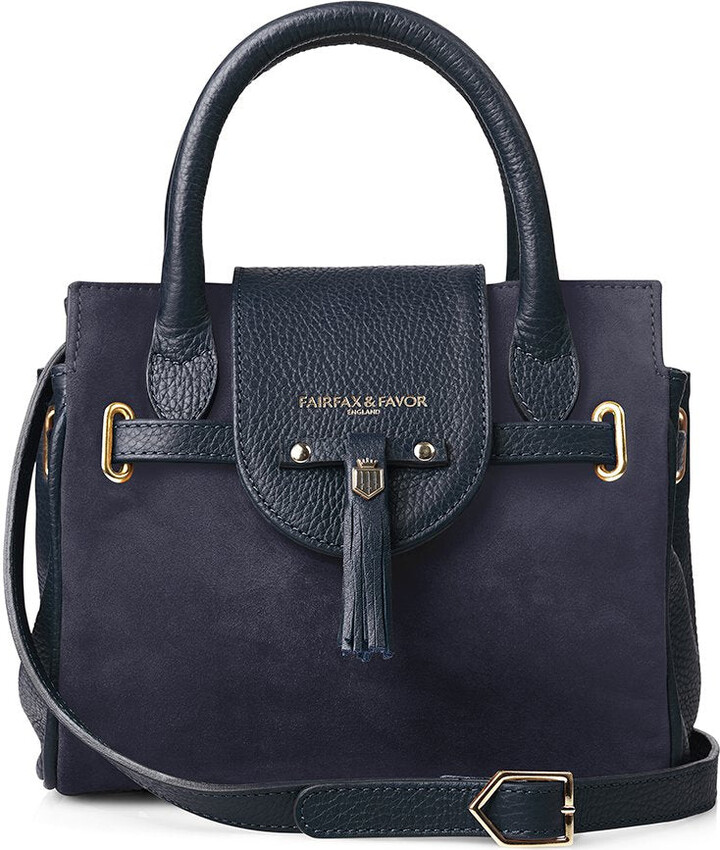 Fairfax & Favor Mini Windsor Bag - Navy Suede - ShopStyle