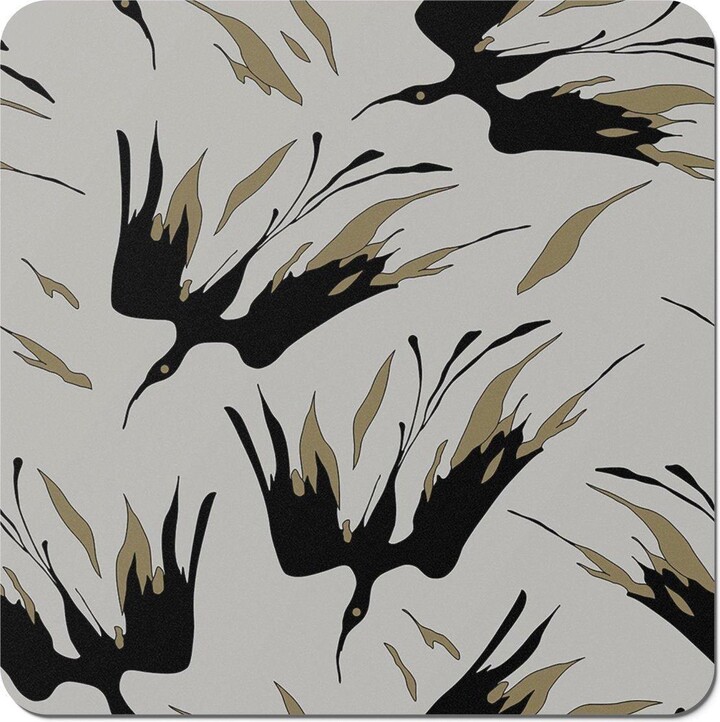 Warren Reed - Designer Black And Gold Fire Bird Silhouettes Coasters ...