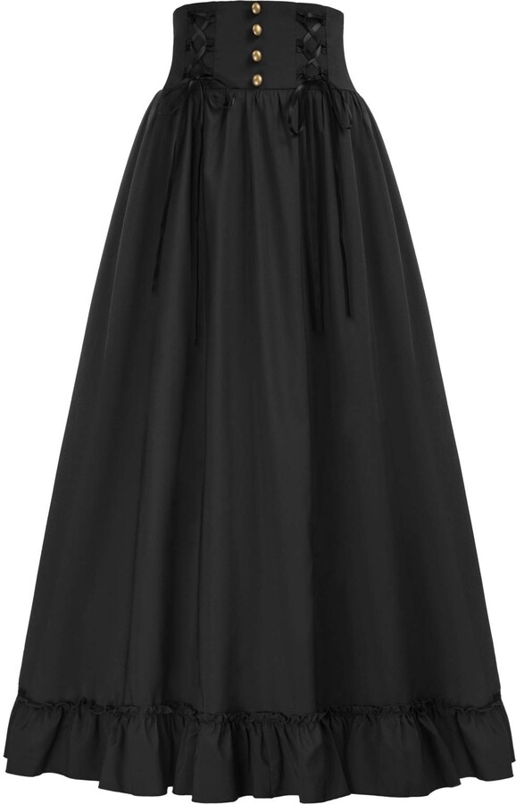 SCARLET DARKNESS Women Victorian Maxi Skirt Vintage Edwardian High ...