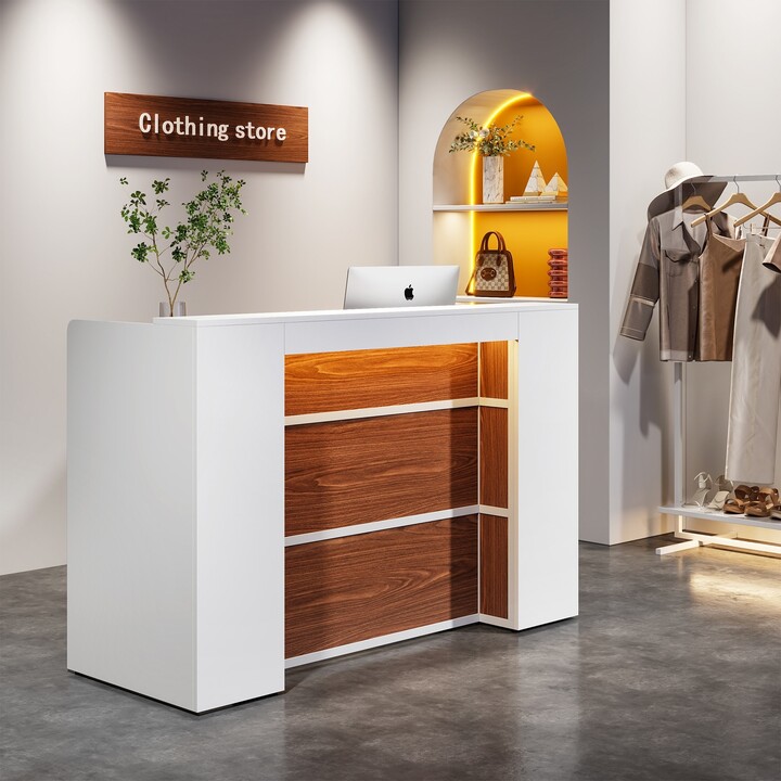 BLUEBELL Large Reception Desk Front Desk with LED Lights for Salon ...