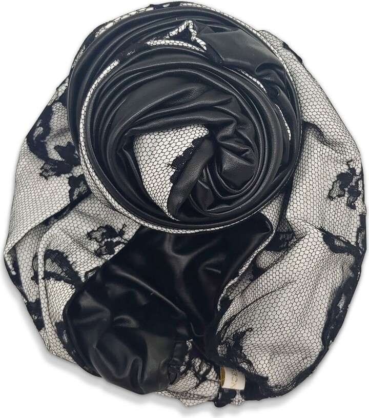 Julia Clancey Women's Black Edith Lace Rocker Turban - ShopStyle Hats