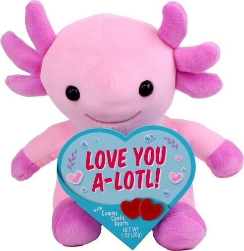 Frankford Valentine's Day Axolotl Plush with Gummy Candy Hearts - 1oz ...
