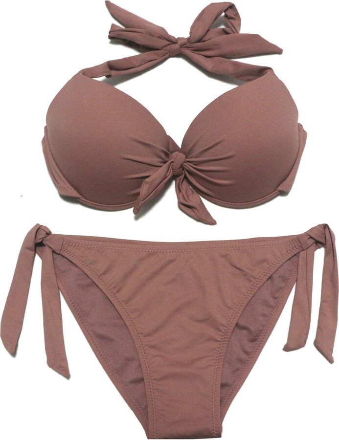 Eonar Womens Swimwear Push Up Bikini Top With Underwire Side Ties